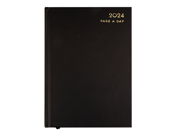 A5 DIARY 2024 DAY A PAGE HARBACK – BLACK – Andil Brothers